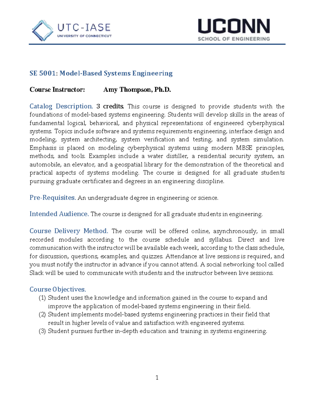 SE5001-Standardized-Syllabus - SE 5001 : Model-Based Systems ...