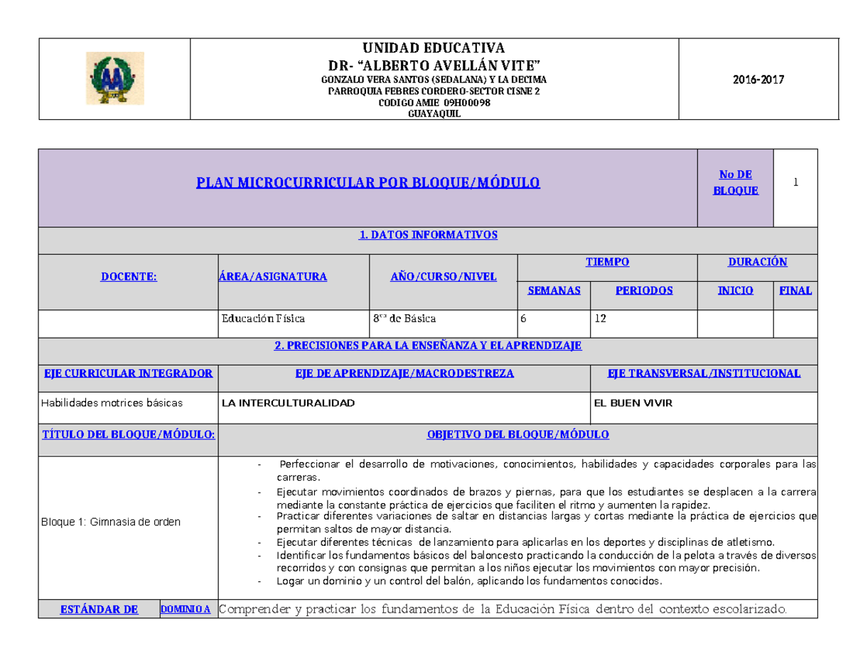 Bloque 1 Octavo Fisica - DR- “ALBERTO AVELLÁN VITE” GONZALO VERA SANTOS ...