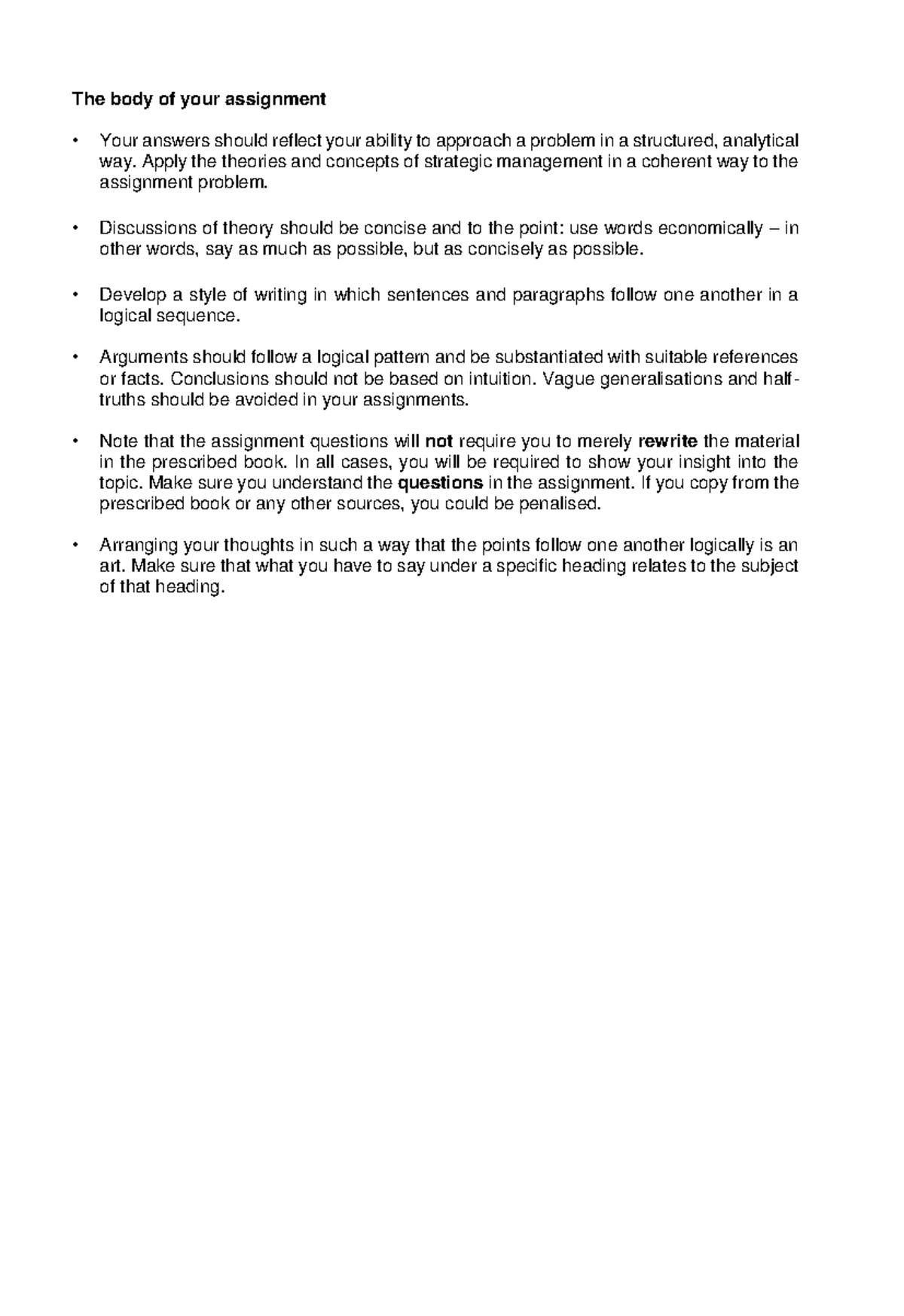 The body of your assignment - The body of your assignment Your answers ...