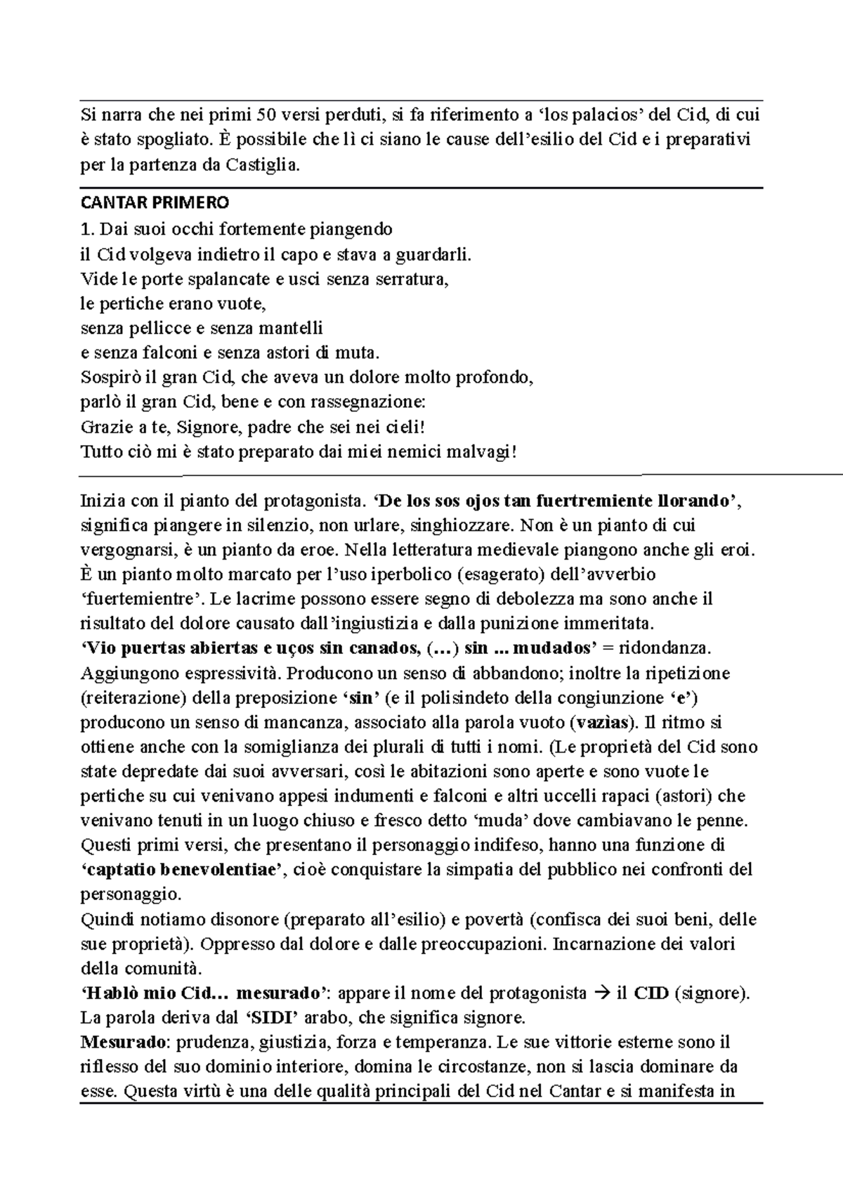 CID Prima Parte - Primo cantar del CID - Si narra che nei primi 50 ...