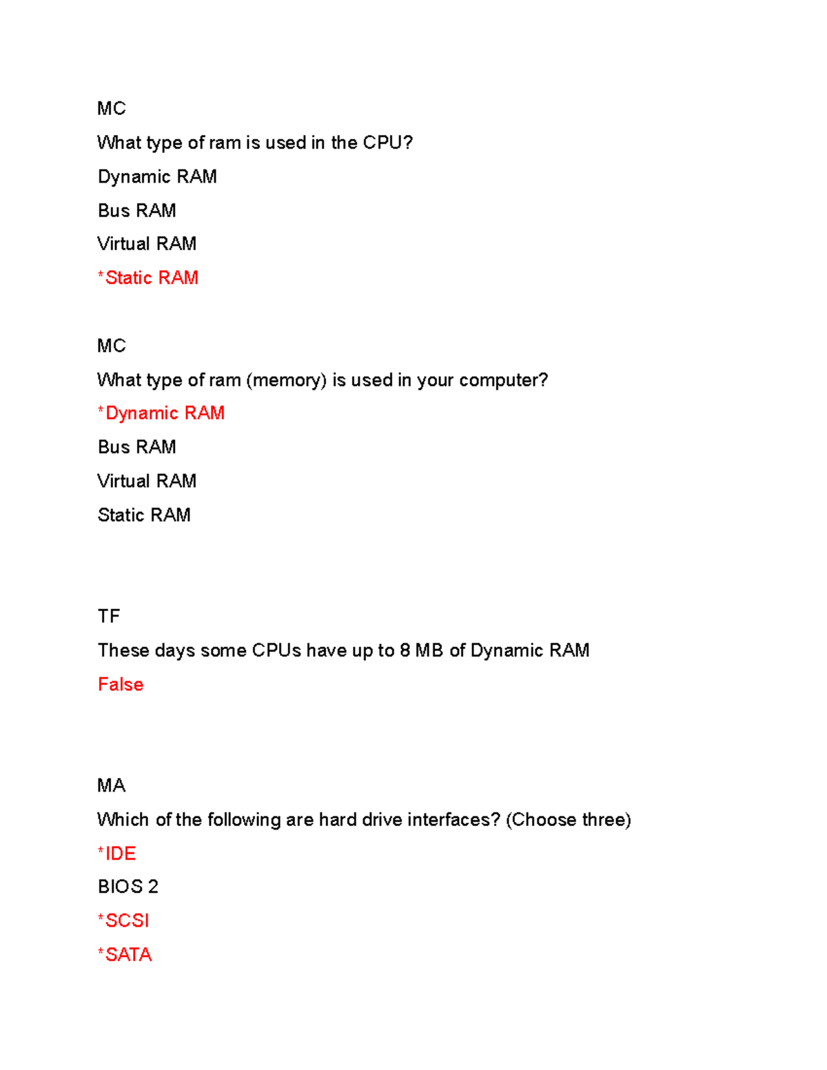 CST 8101 Computer Essentials Quiz2-answers-w22 - MC What type of ram is ...