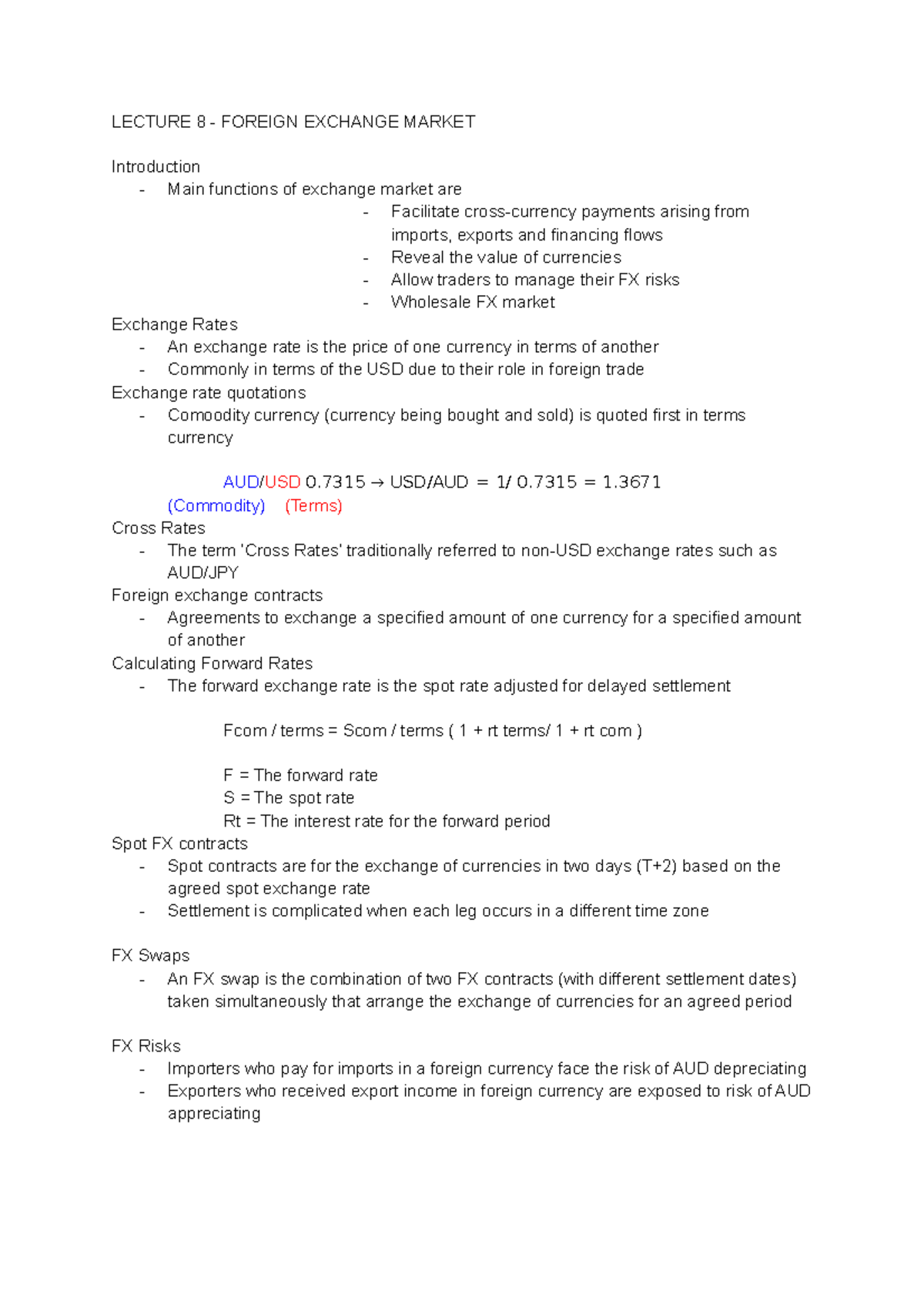Lecture 8 - Foreign Exchange Market - LECTURE 8 - FOREIGN EXCHANGE ...
