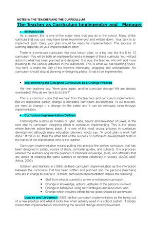 Evaluating the Curriculum - NOTES IN THE TEACHER AND THE SCHOOL ...