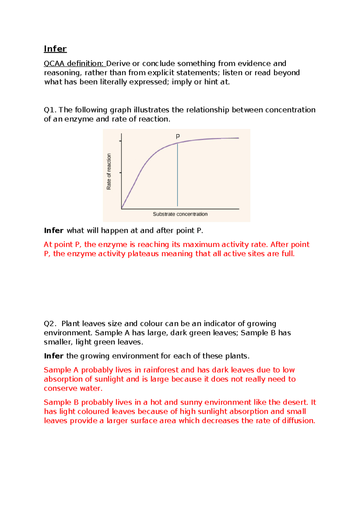 Data Test Bio - Prrractice materials!! - Infer QCAA definition: Derive ...