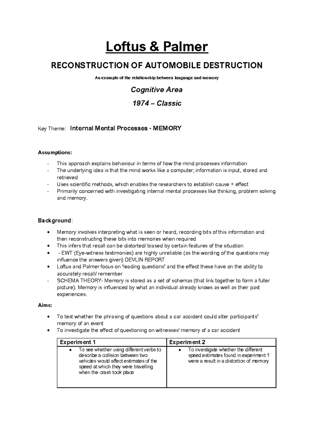 Loftus & Palmer - Loftus & Palmer RECONSTRUCTION OF AUTOMOBILE ...