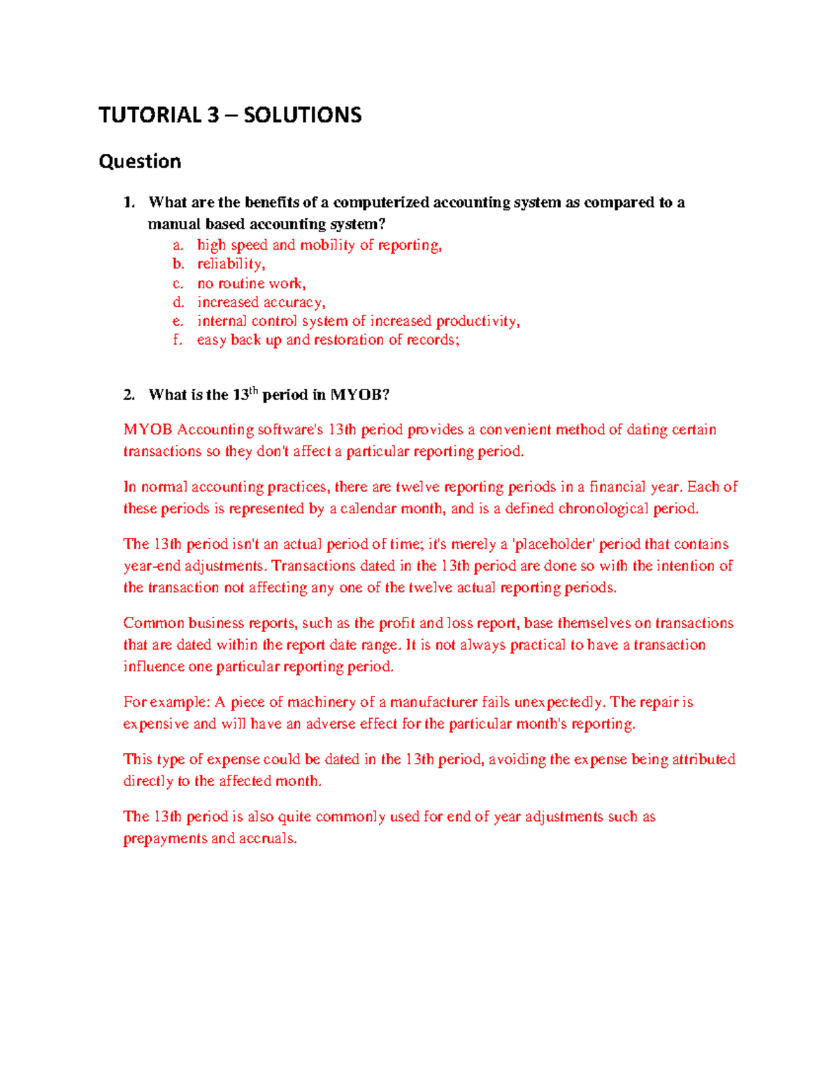 Tutorial Solutions 3 - Lecture notes 9 - TUTORIAL 3 – SOLUTIONS ...