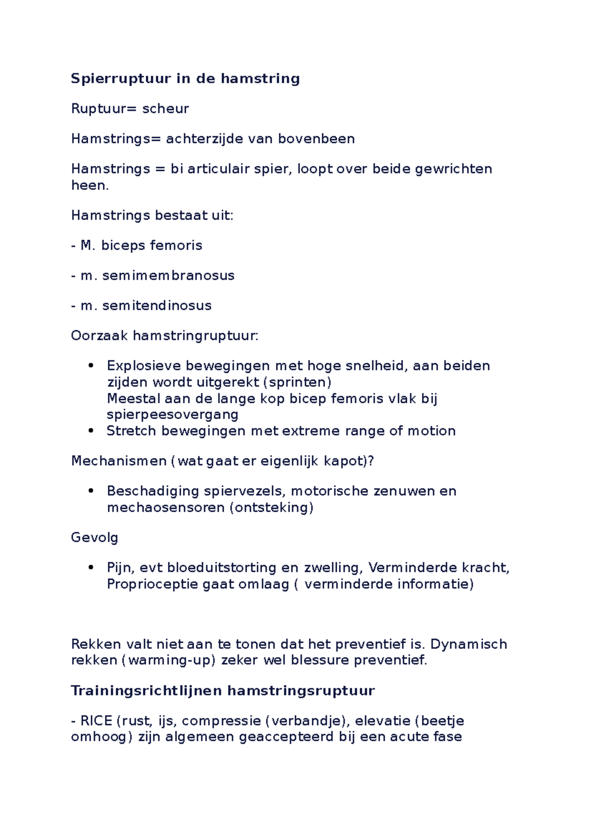 Hamstrings, meniscus, kruisband - Spierruptuur in de hamstring Ruptuur ...