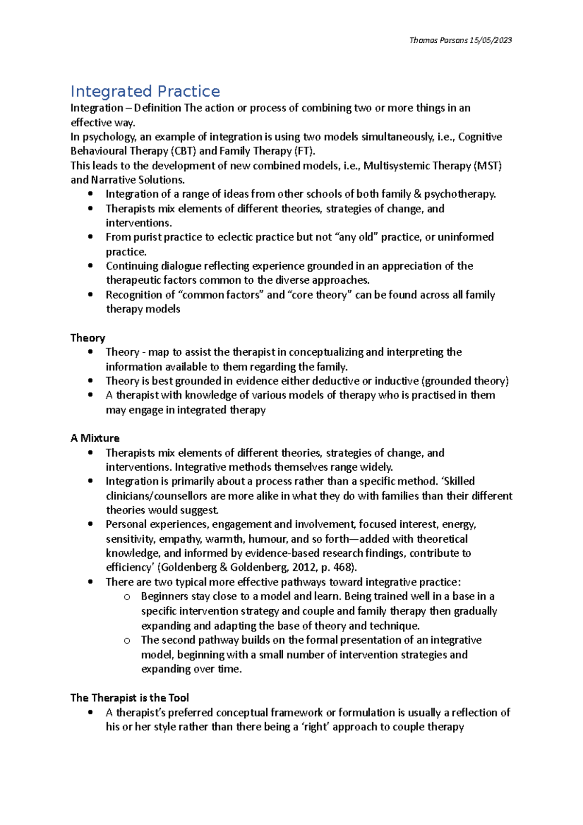 10. Integrated Practice - Thomas Parsons 15/05/ Integrated Practice ...