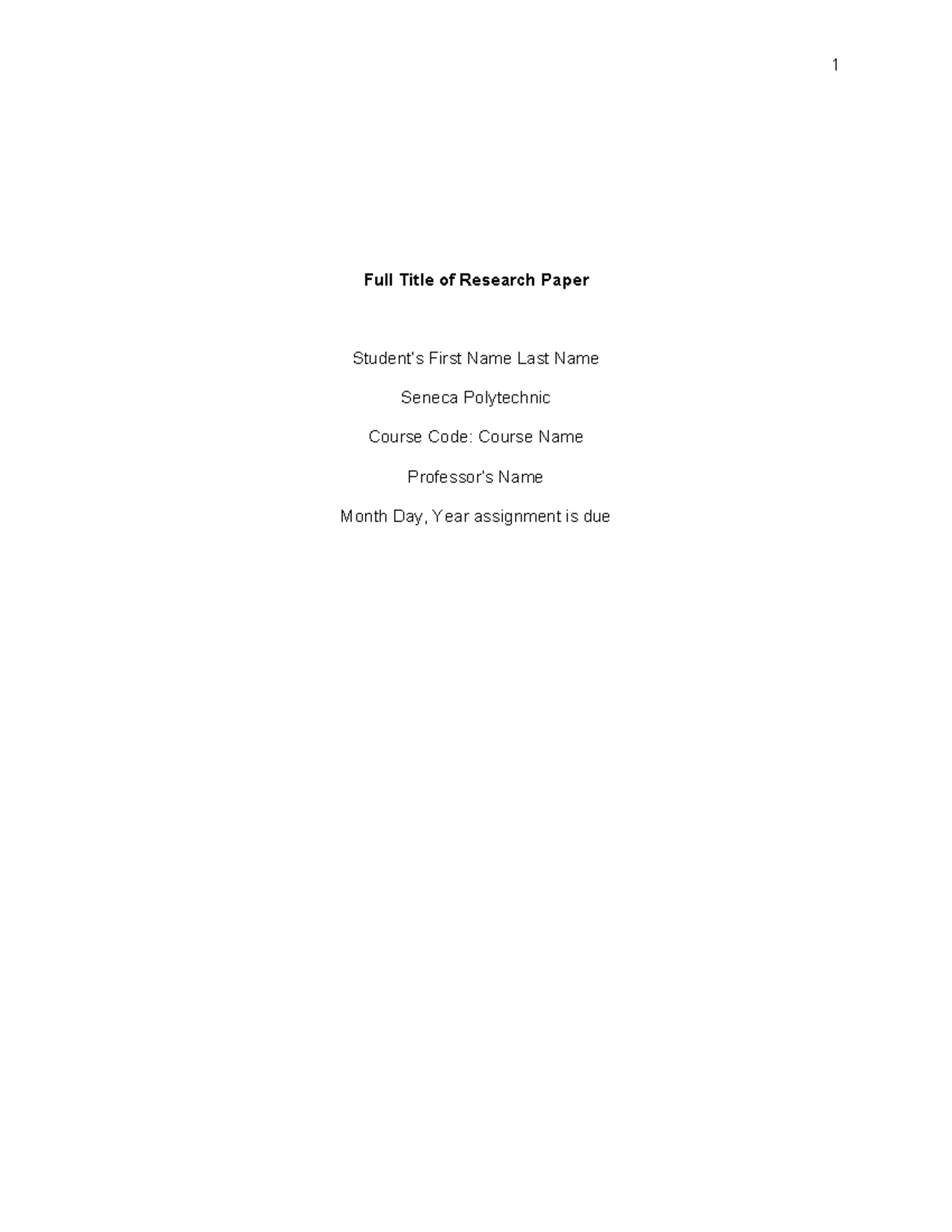 APA - Individual - Sample Paper - 1 Full Title of Research Paper ...