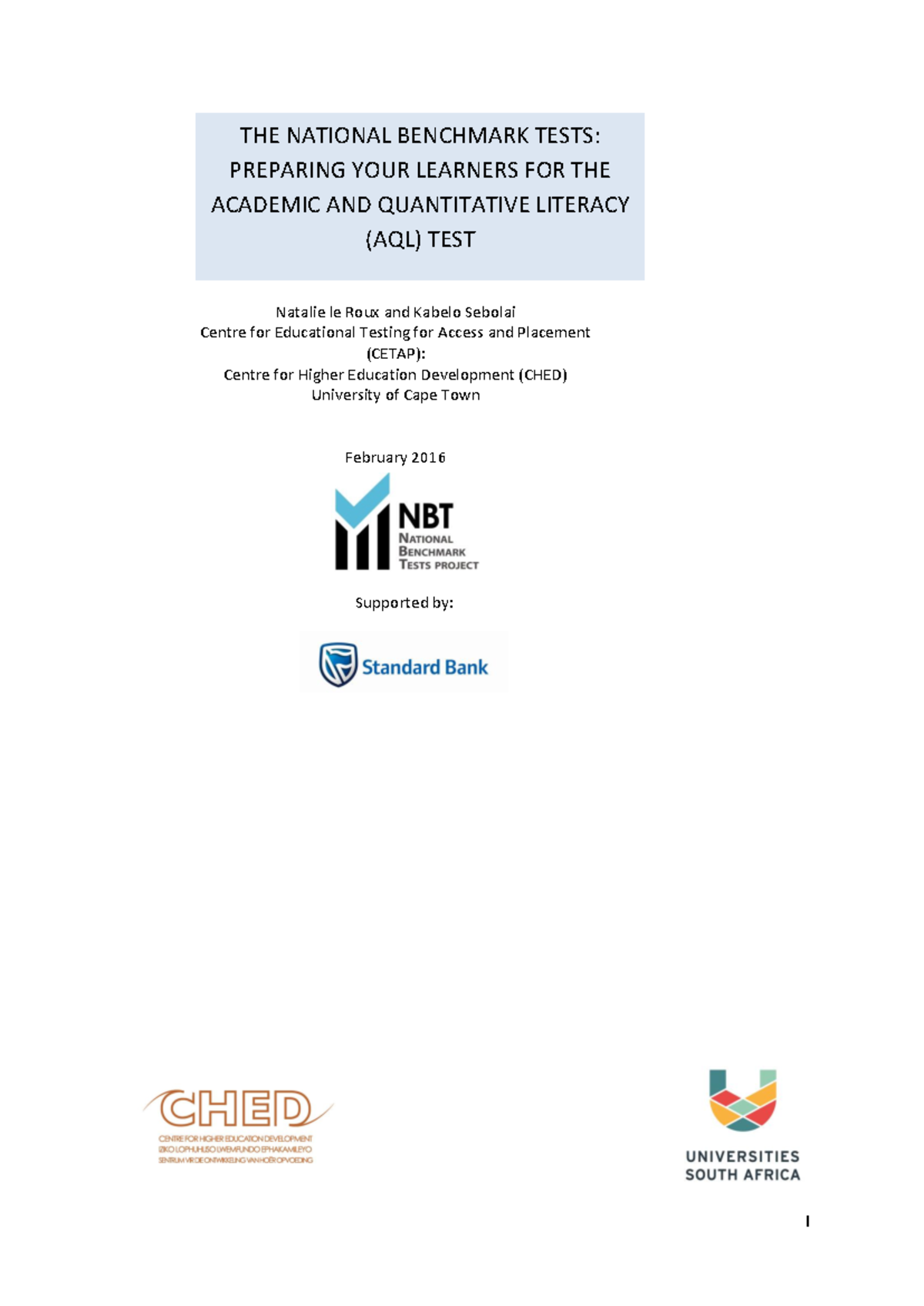 NBT AL Teachers - nbt prep - Natalie le Roux and Kabelo Sebolai Centre ...