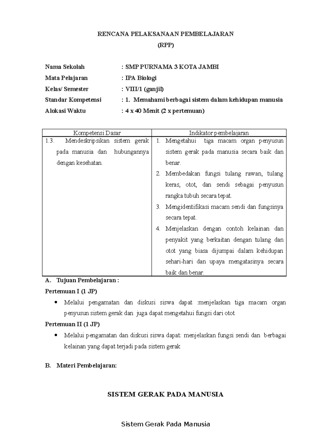 RPP IPA kelas 8 KD 1.3 - RENCANA PELAKSANAAN PEMBELAJARAN (RPP) Nama ...