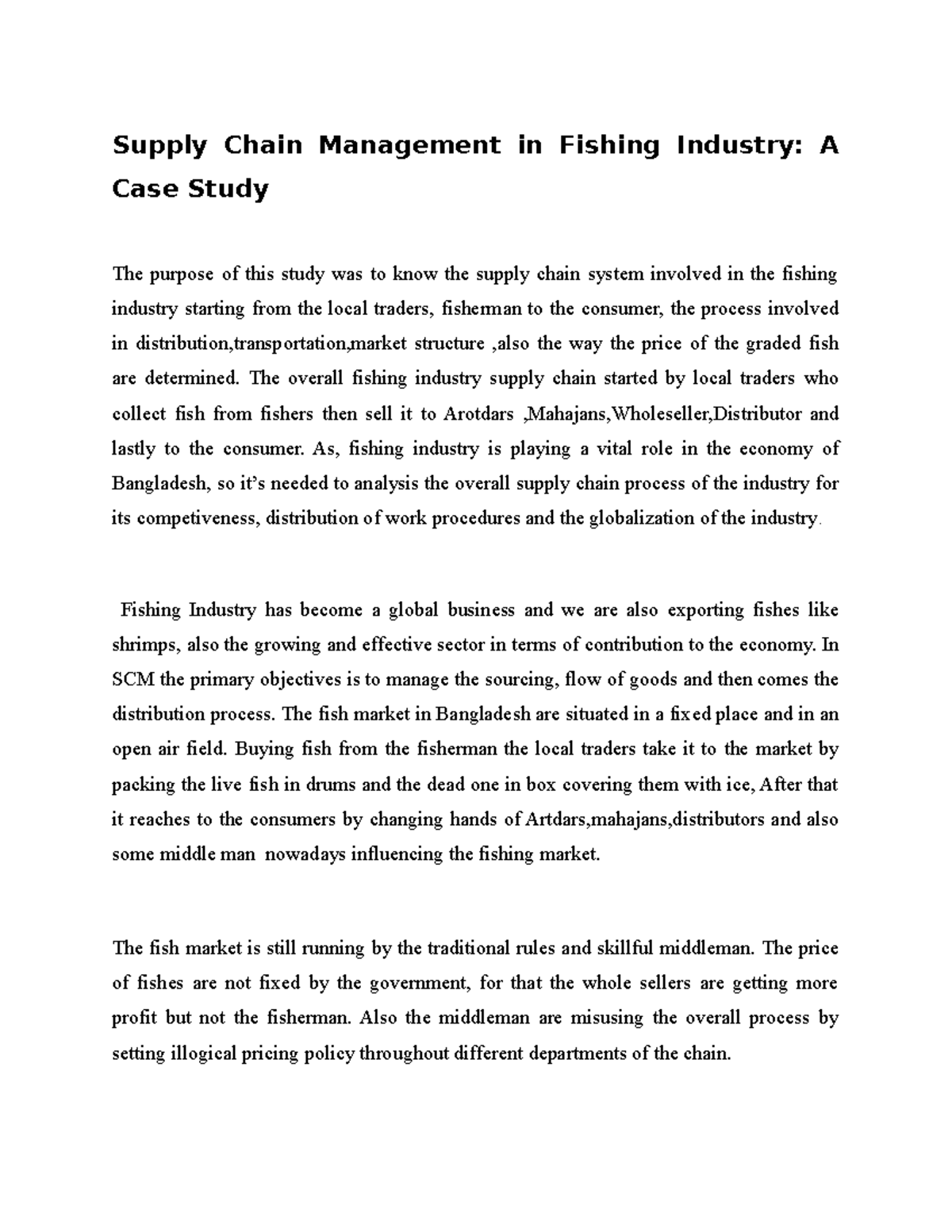Supply Chain Management in Fishing Industry - The overall fishing ...