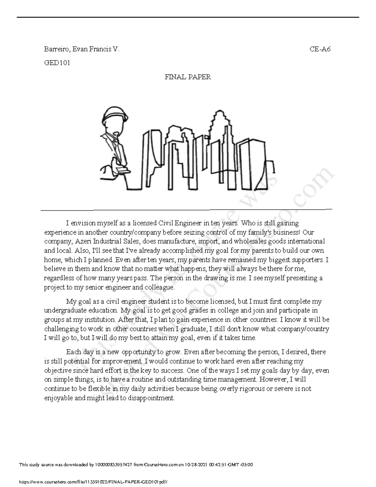 Final Paper GED101 - Hello each and everyone! I am a student who wants ...