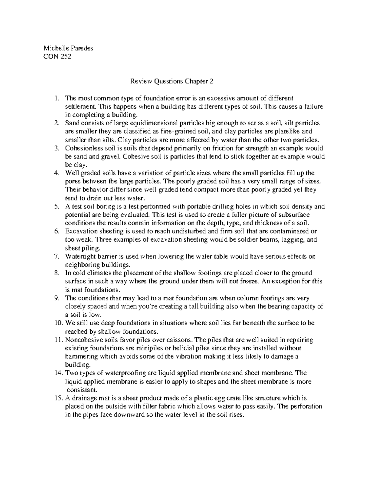CON 252 Chapter 2 - Michelle Paredes CON 252 Review Questions Chapter 2 ...