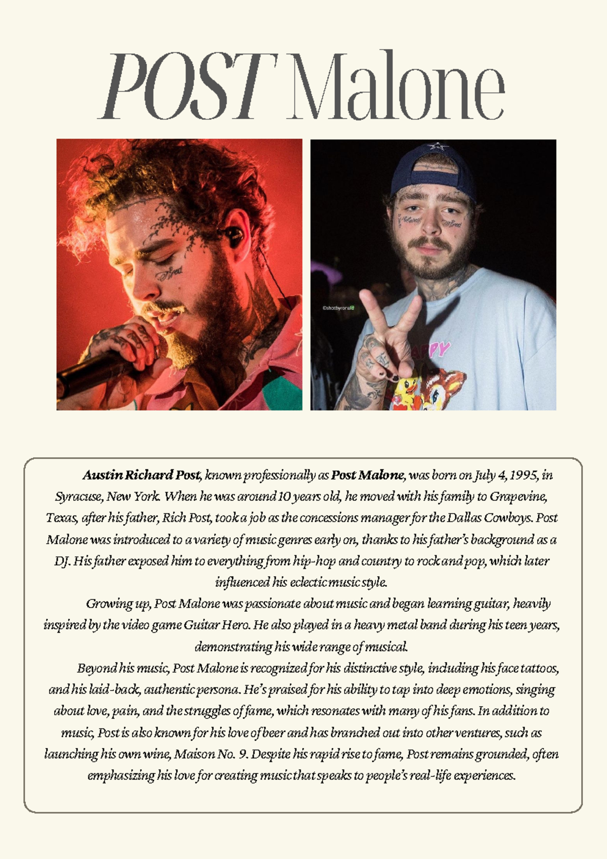 Artist Sketch (Post Malone) - Malone Austin Richard Post, known professionally as Post Malone ...