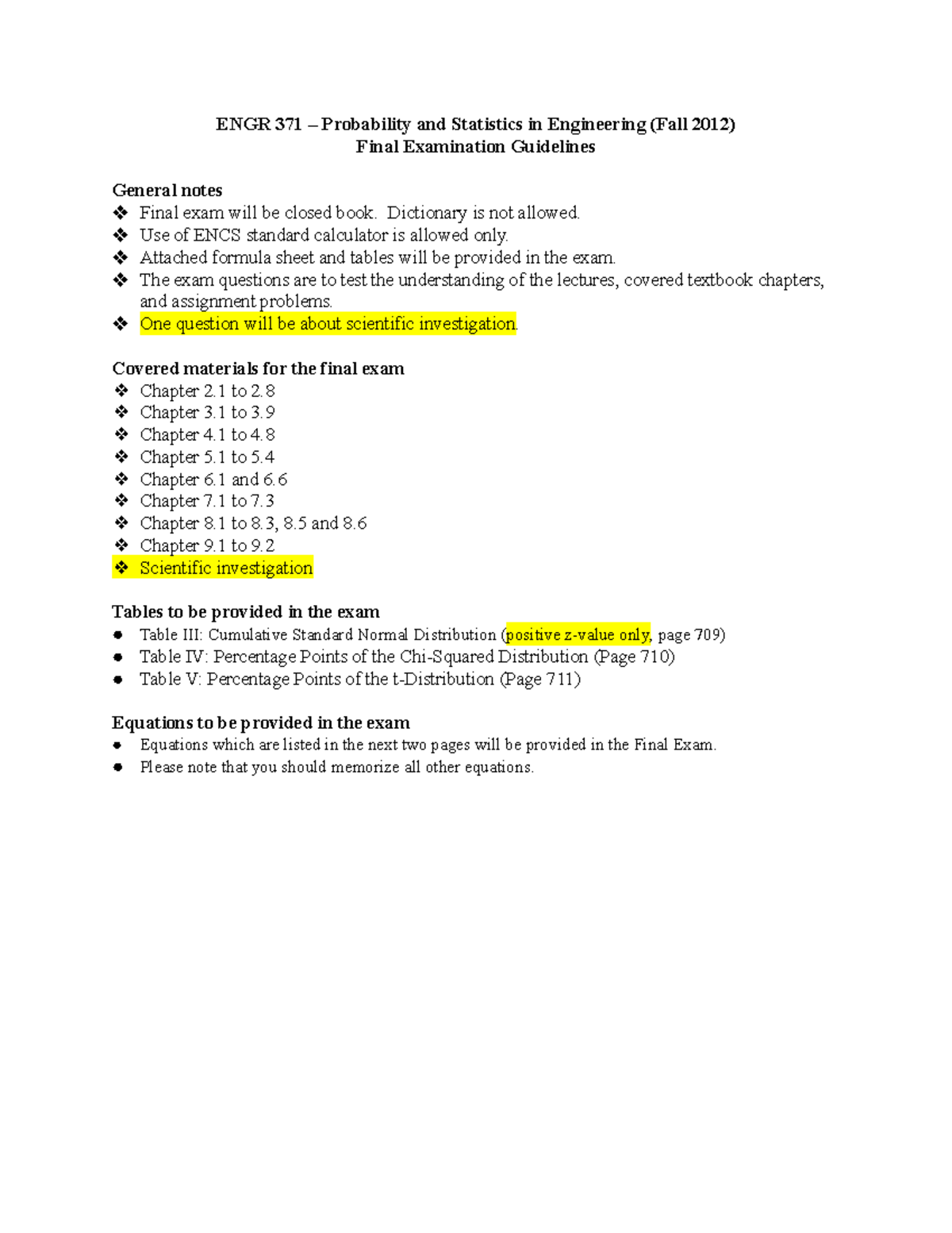 ENGR 371 Final Exam Guidelines F12 - ENGR 371 – Probability and ...