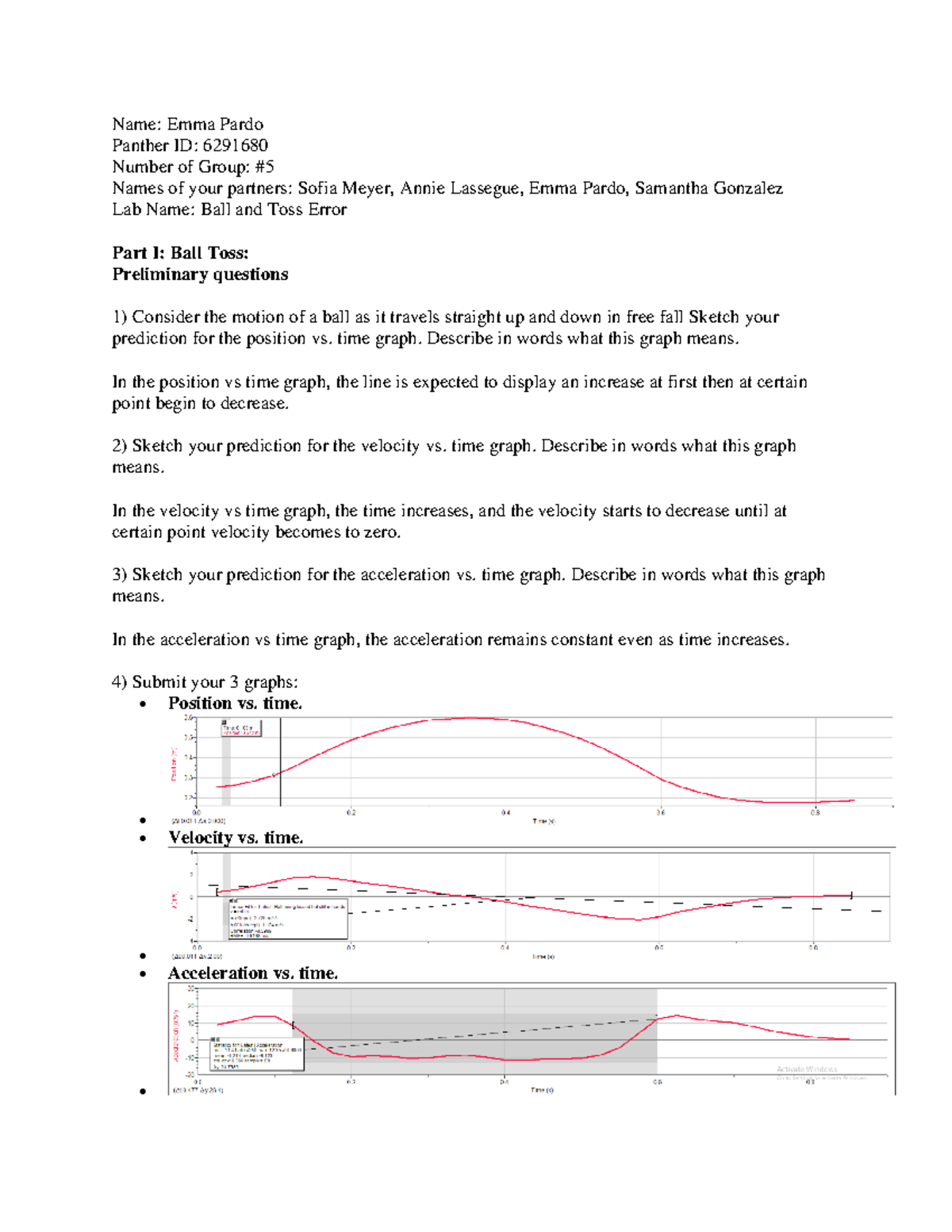 Lab Report 2 - Ball and Toss Submission (1) - Name: Emma Pardo Panther ...