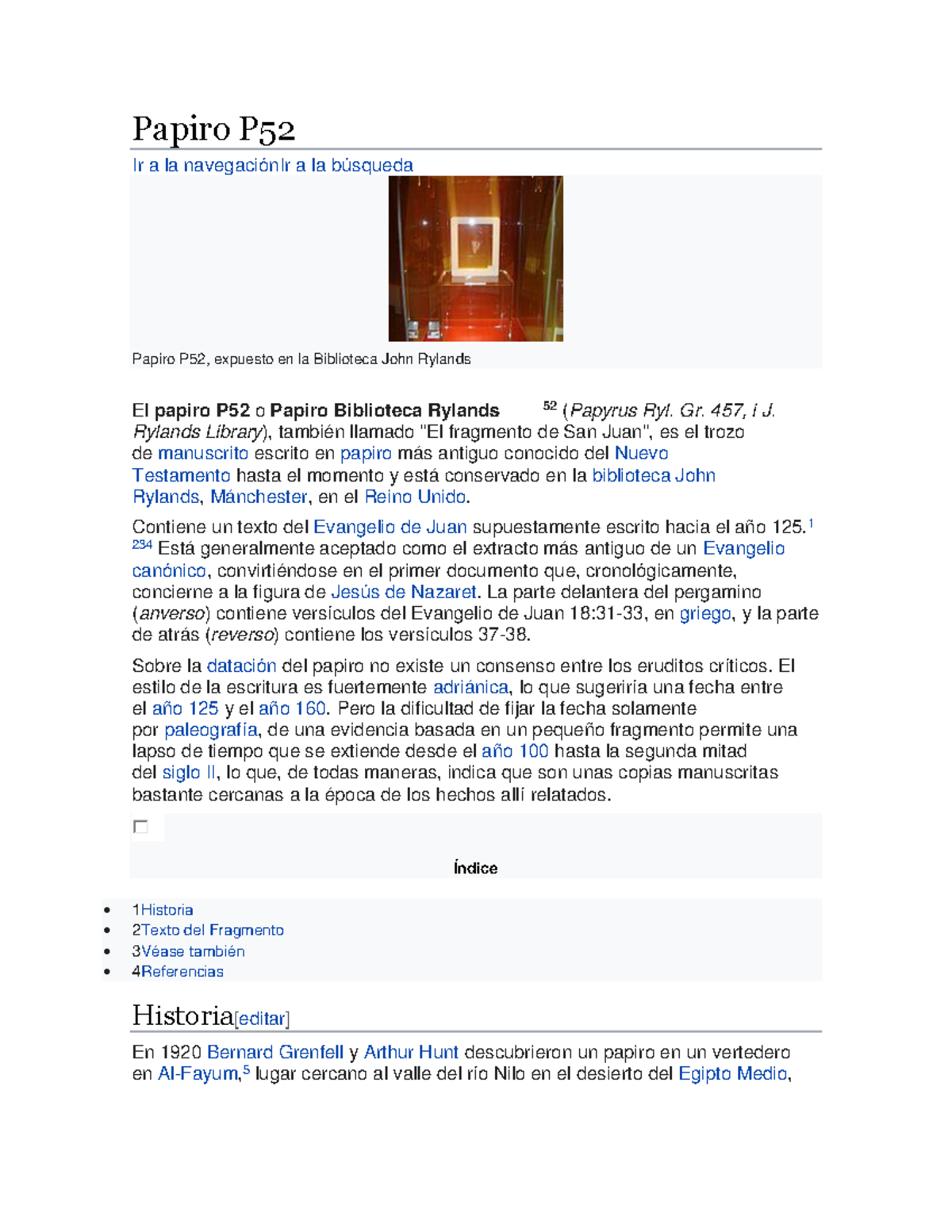 papiro P52 o Papiro Biblioteca Rylands 52 (Papyrus Ryl. Gr. 457, i J ...