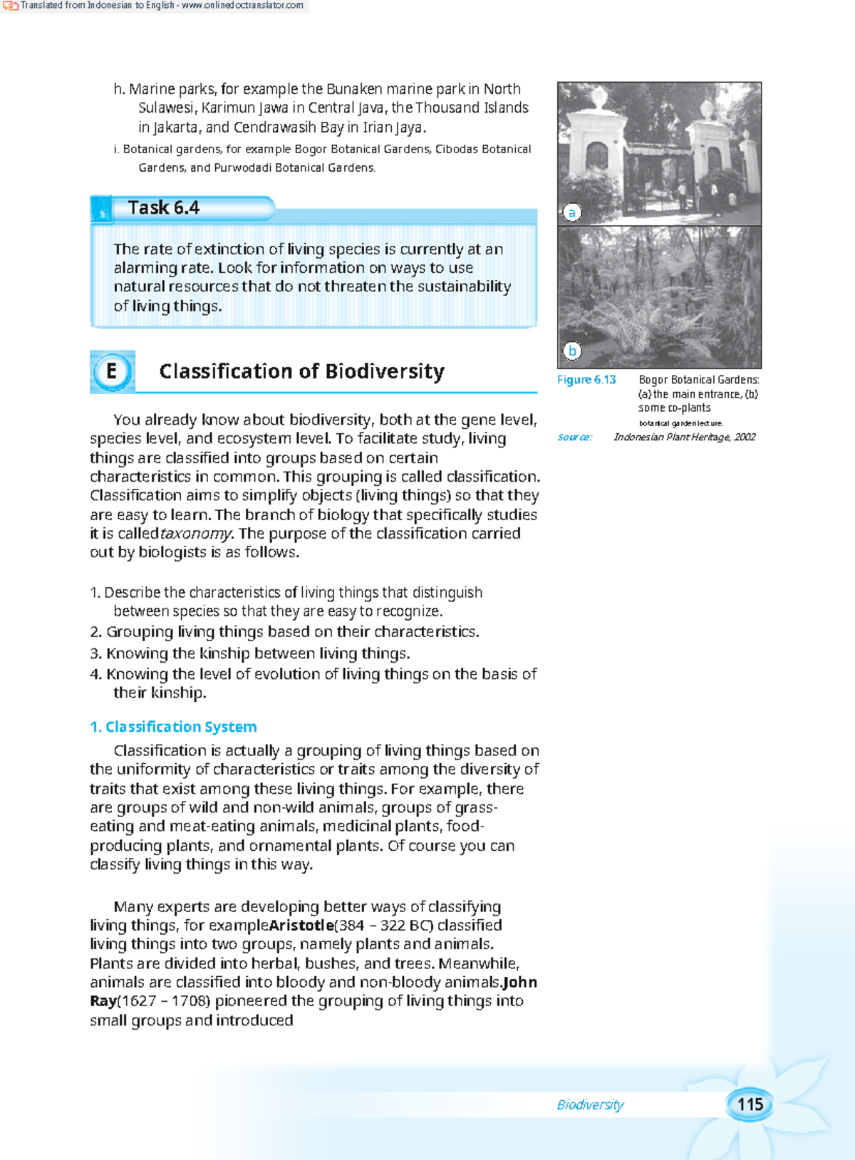 Classification of Biodiversity - h. Marine parks, for example the ...