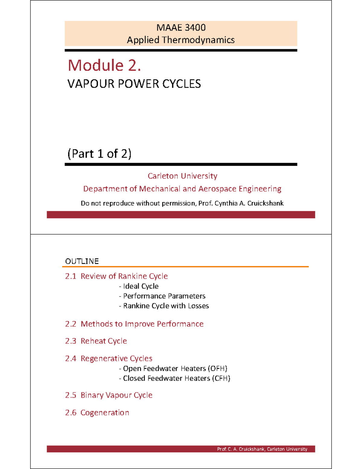 MAAE3400 Module 2 Part 1of2 - Module 2. VAPOUR POWER CYCLES (Part 1 of ...