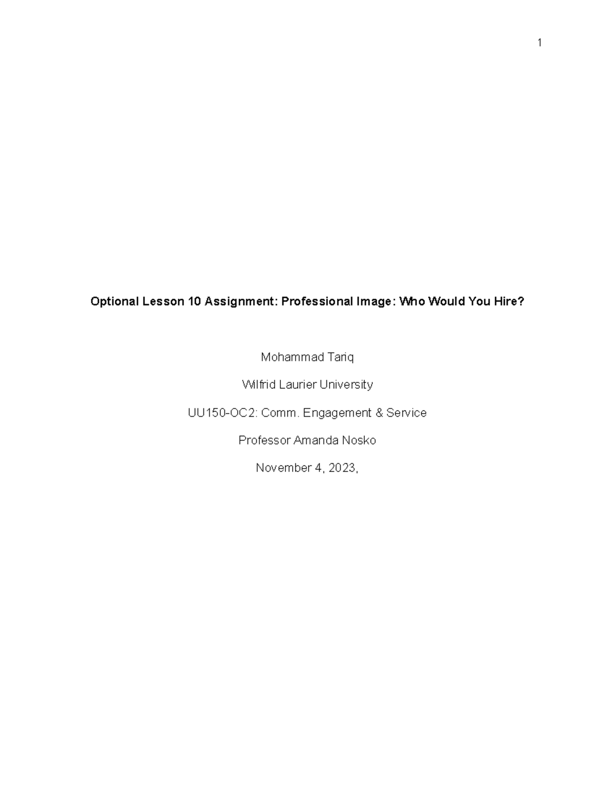 Optional Lesson 10 Assignment Professional Image Who Would You Hire ...