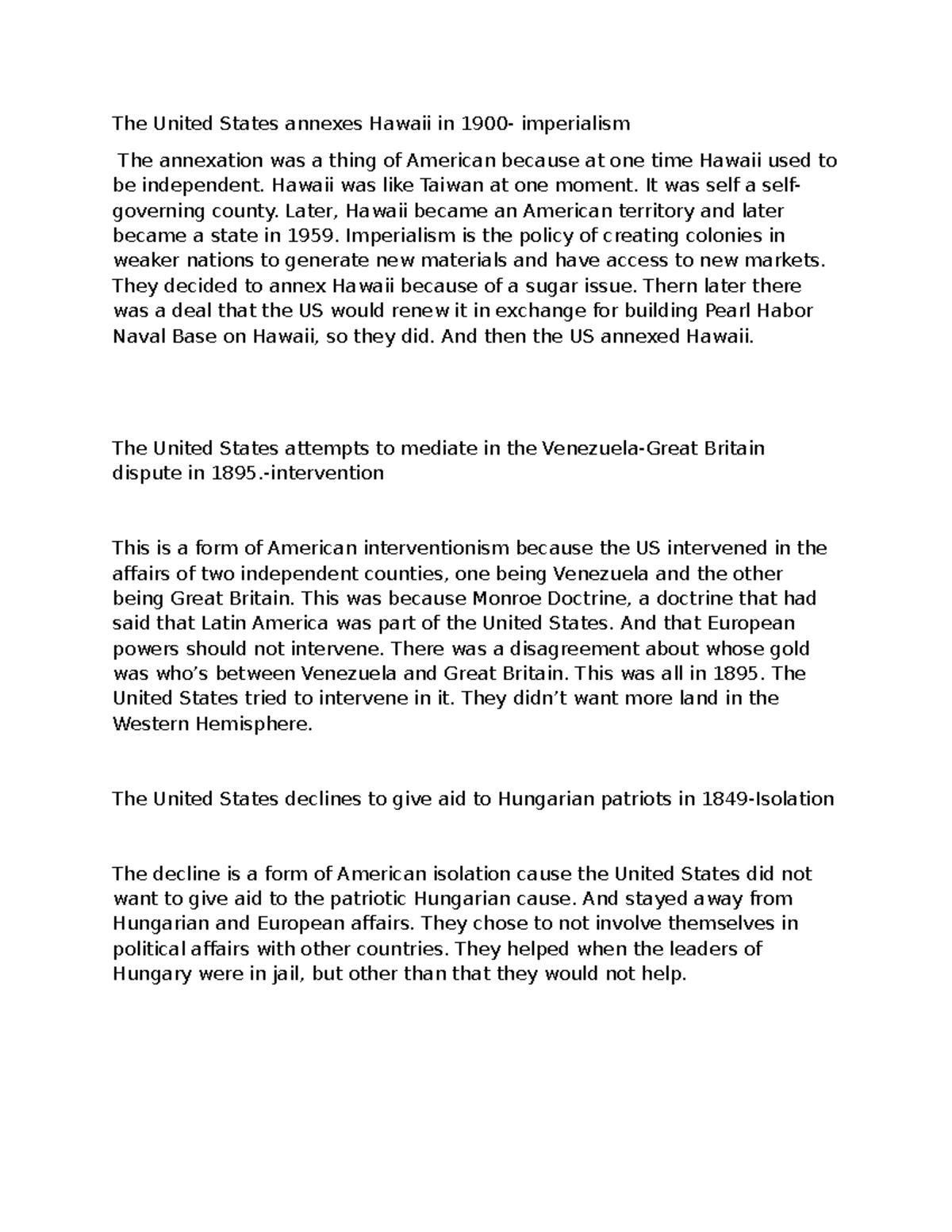 03 - ASSIGNMENT FOR FLVS - The United States annexes Hawaii in 1900 ...