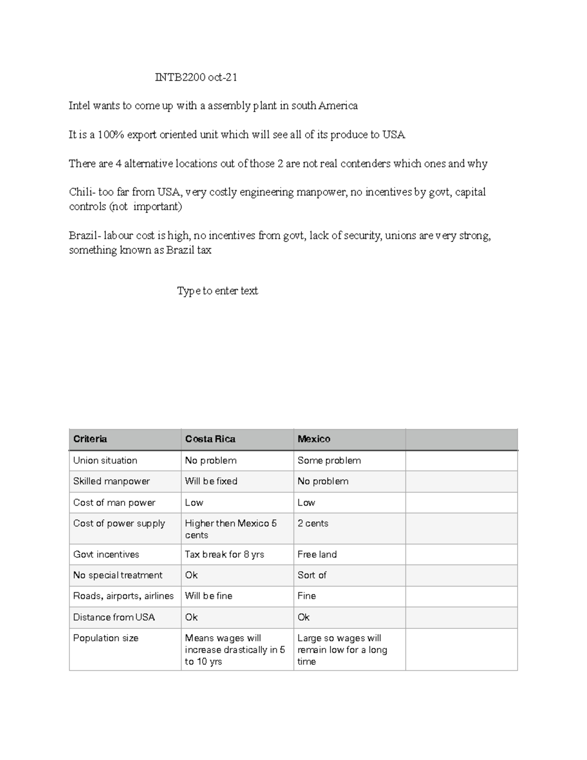 INTB 2200 October 2021 - lecture notes - INTB2200 oct- Intel wants to ...