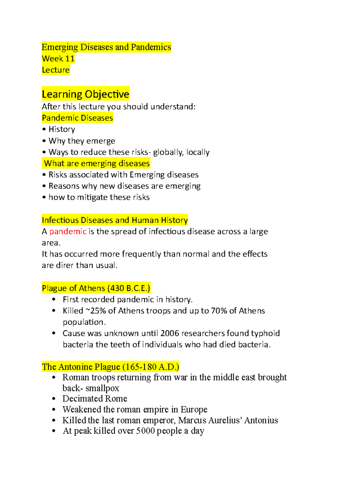 Emerging Diseases and Pandemics week 11 - Emerging Diseases and ...