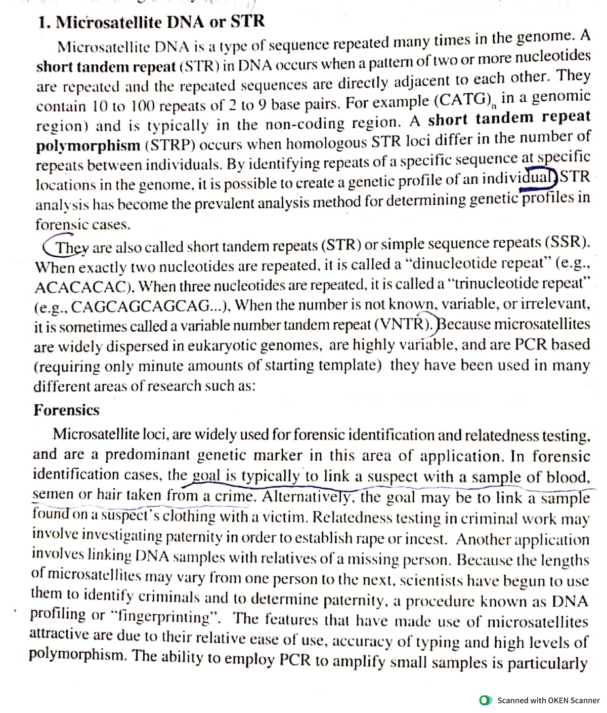 Microsatellite DNA or Short Tandem Repeats ( STR) - Bsc zoology - Studocu