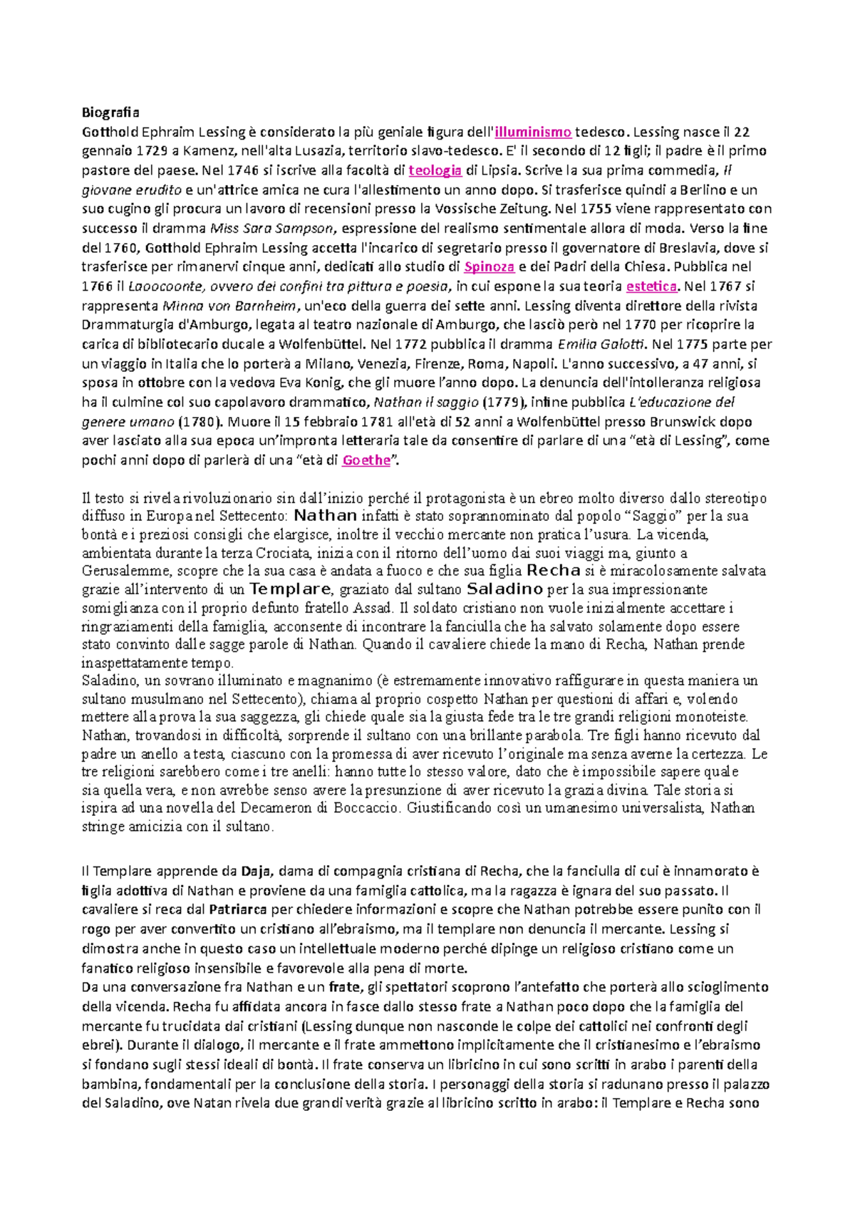 Riassunto e significato di "Nathan il saggio" Lessing - Biografia ...