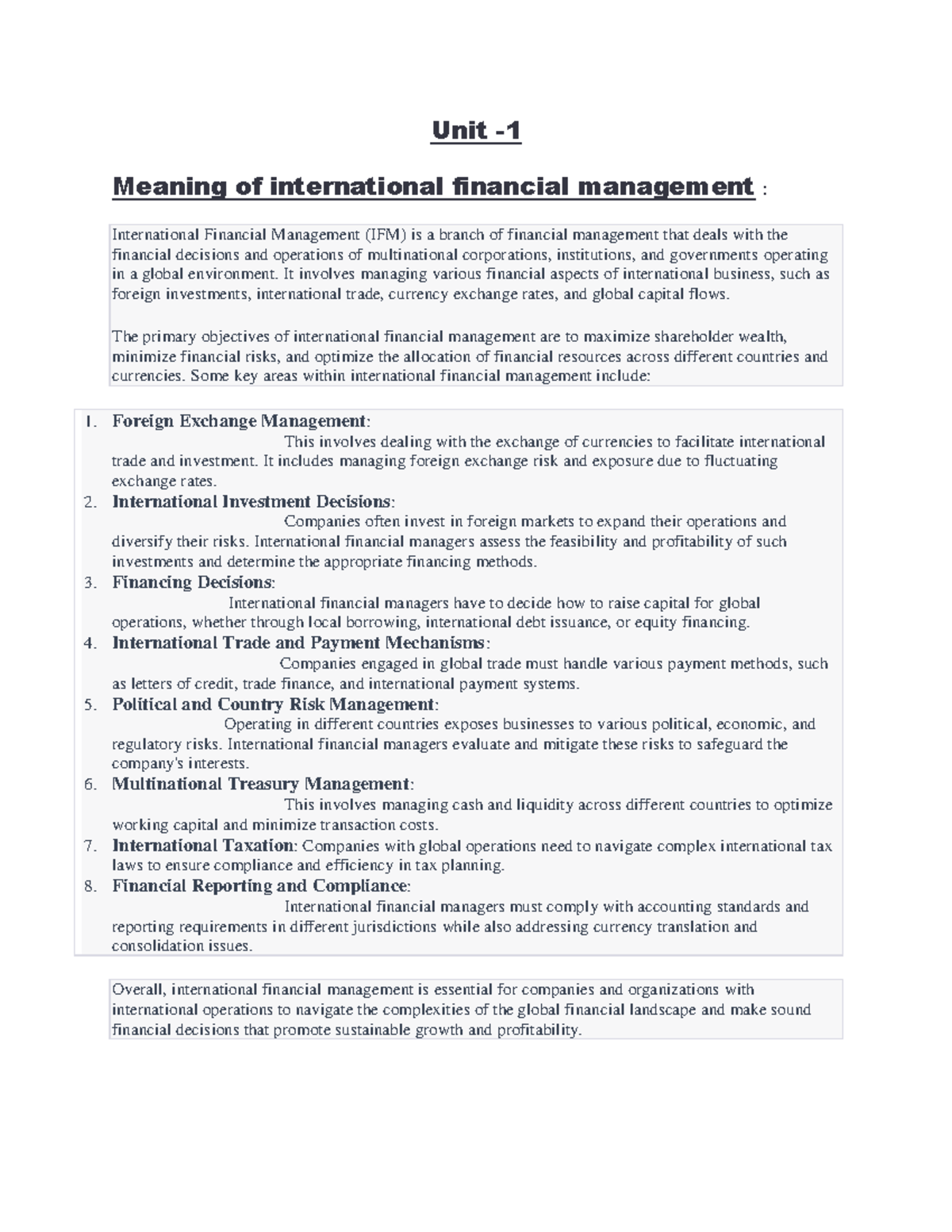 IFM - Unit - Meaning of international financial management ...
