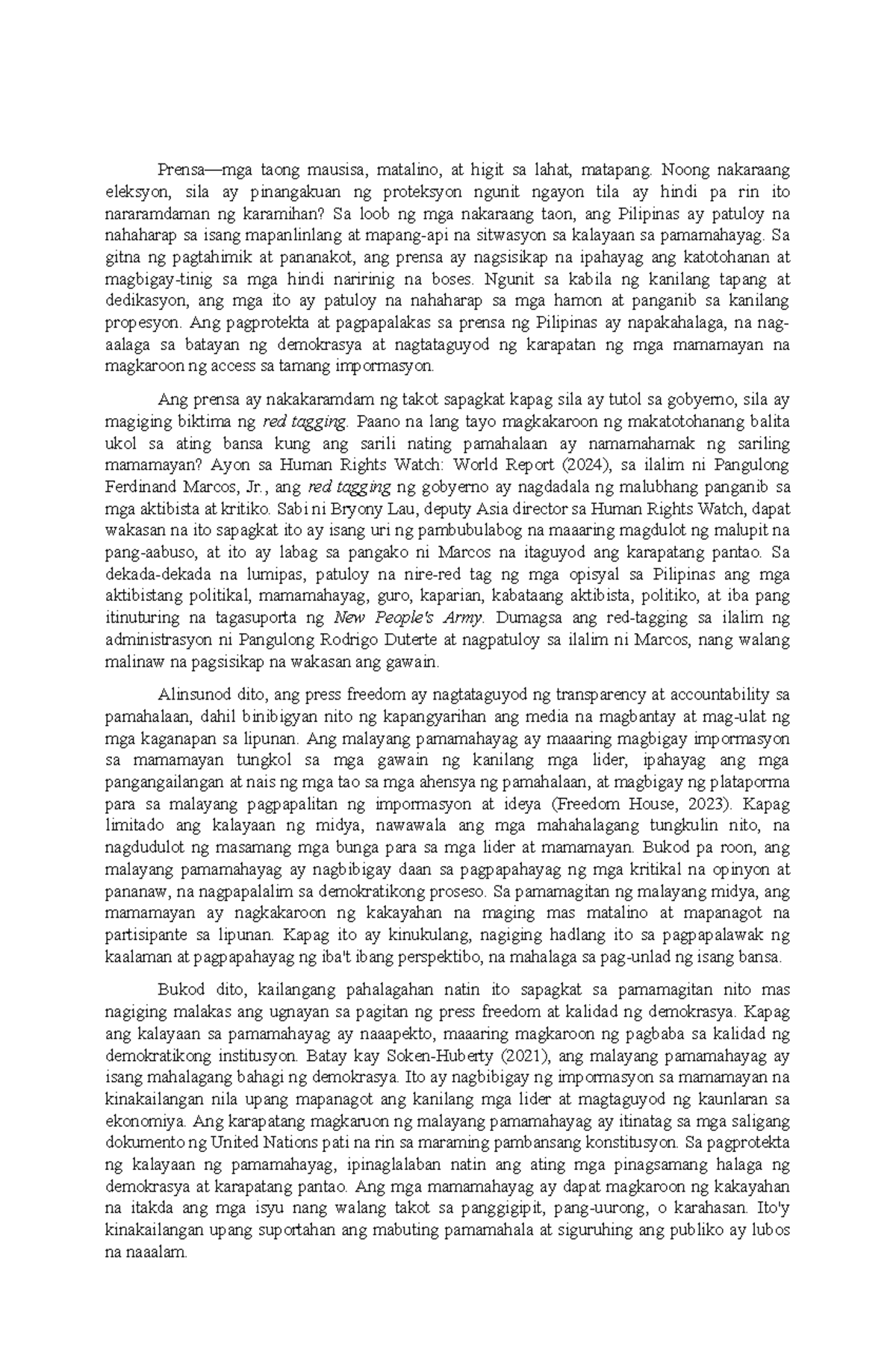 Posisyong-Papel-1 (LONG) - Prensa—mga taong mausisa, matalino, at higit ...
