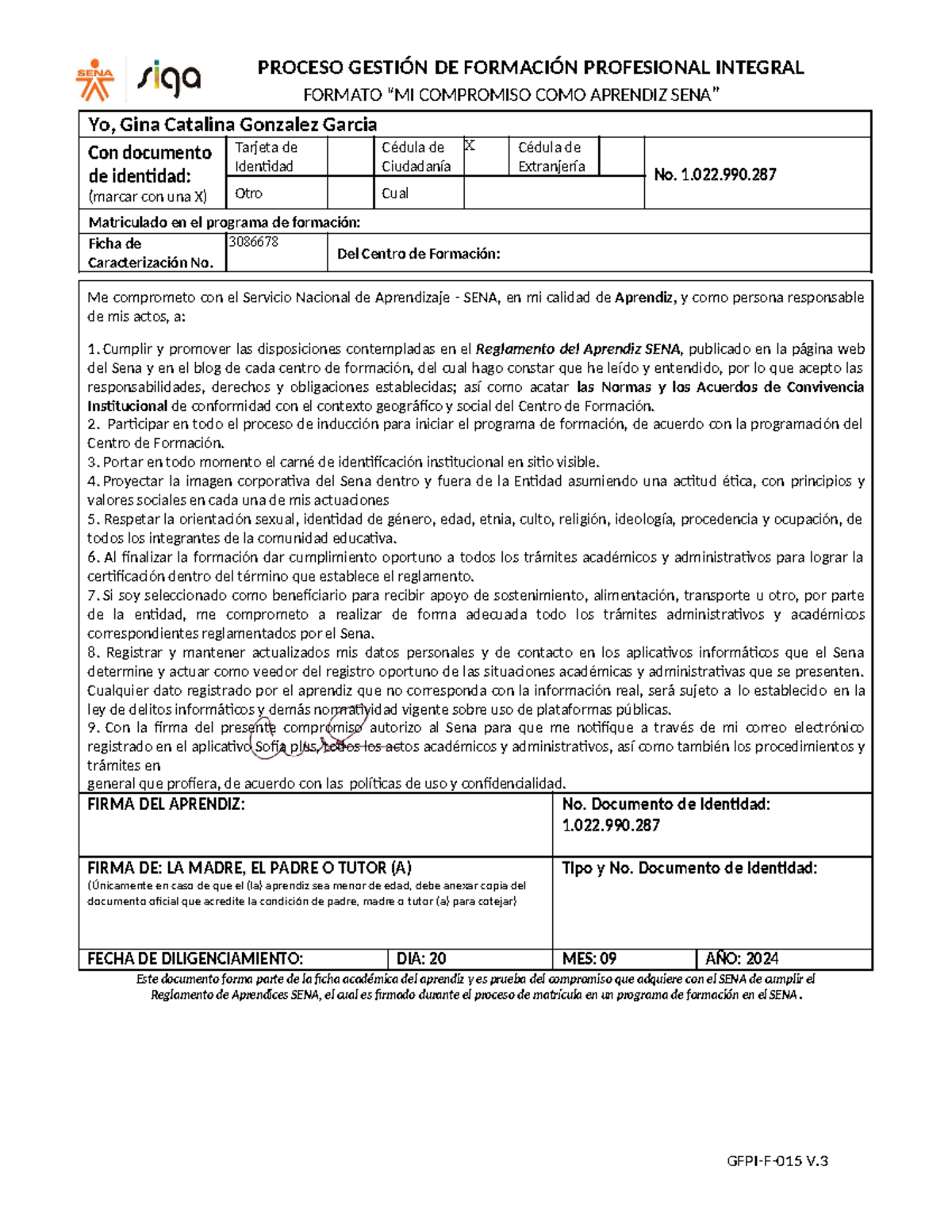 Formato Compromiso SENA - PROCESO GESTIÓN DE FORMACIÓN PROFESIONAL ...