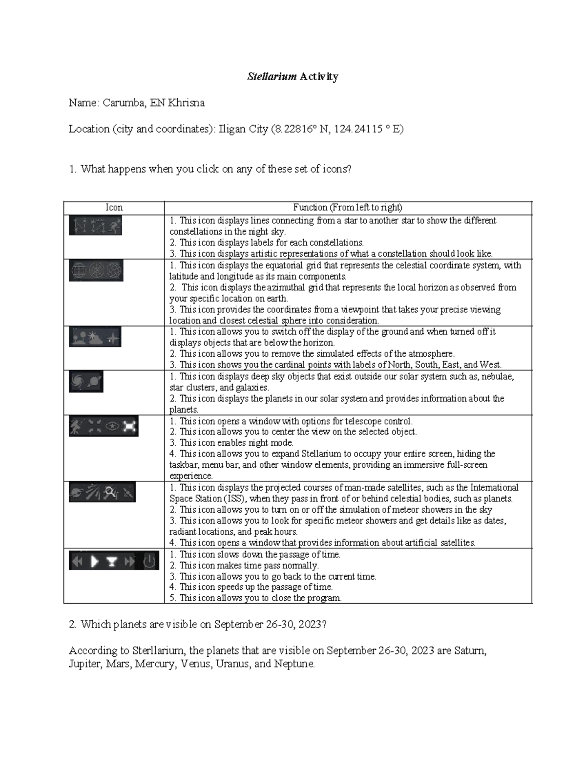 Stellarium Activity - Stellarium Activity Name: Carumba, EN Khrisna ...