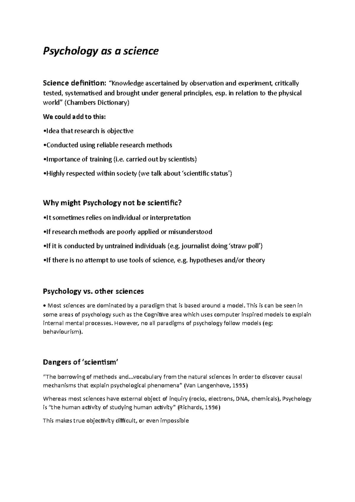 Psychology as a science - Psychology as a science Science definition ...