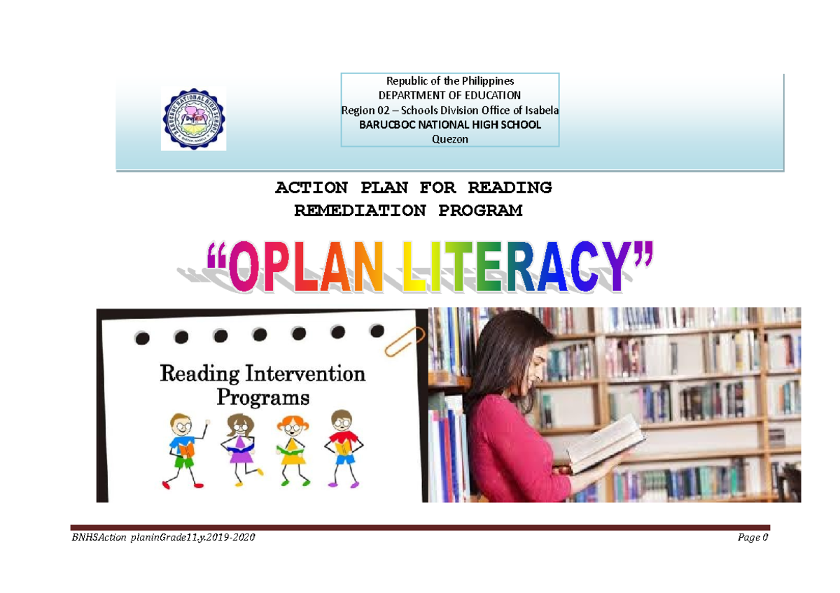 Action plan for reading prog - Republic of the Philippines DEPARTMENT ...
