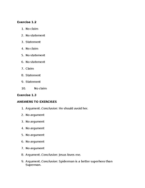 Critical Thinking (3.2, 3.3, 3.9) - CRITICAL THINKING (ANSWERS TO ...