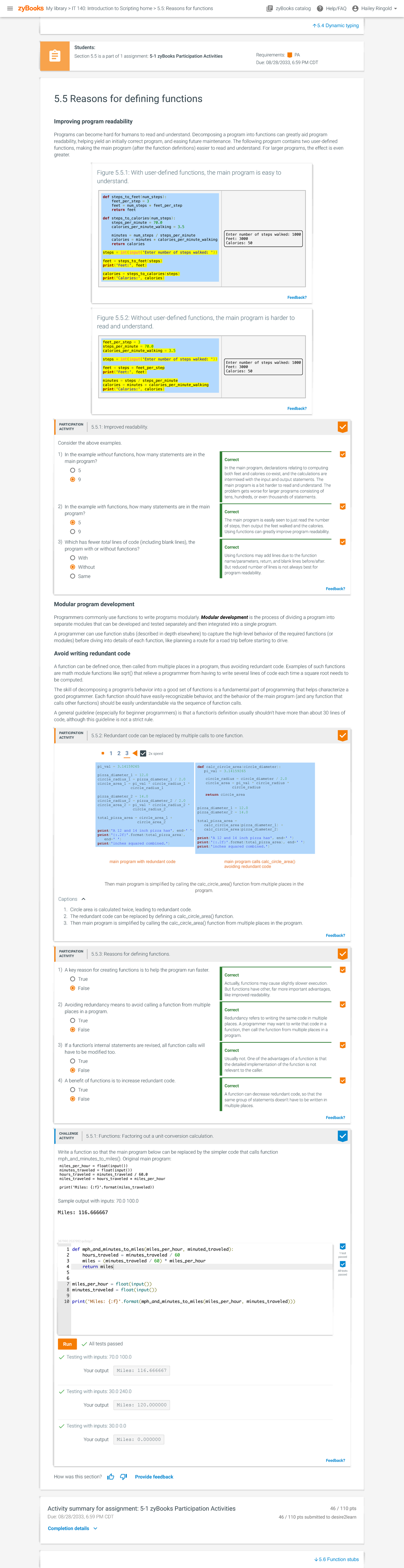 5.5 Reasons for defining functions - !5 Dynamic typing " Students: Section 5 is a part of 1 ...