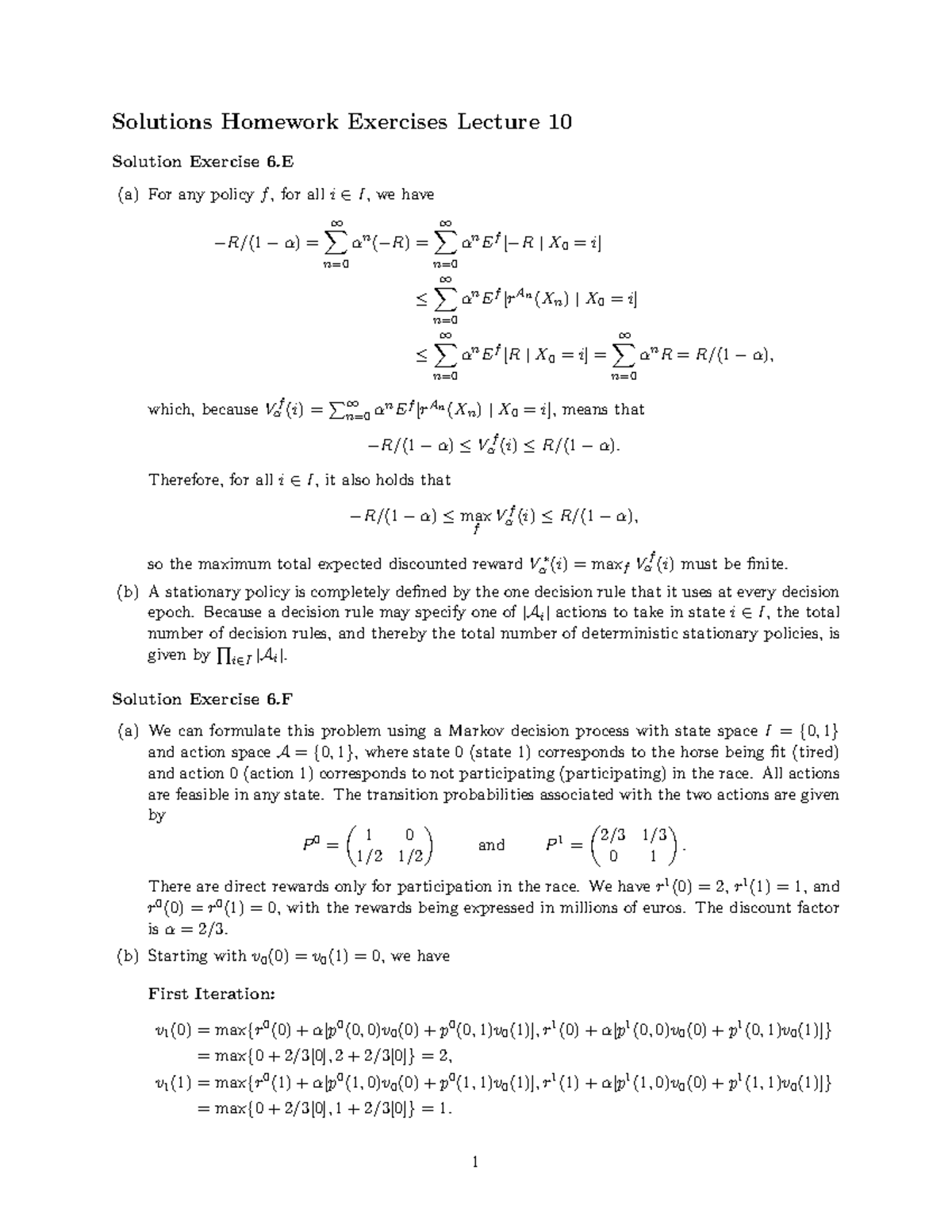 Solutions exercises lecture 10 - Solutions Homework Exercises Lecture ...