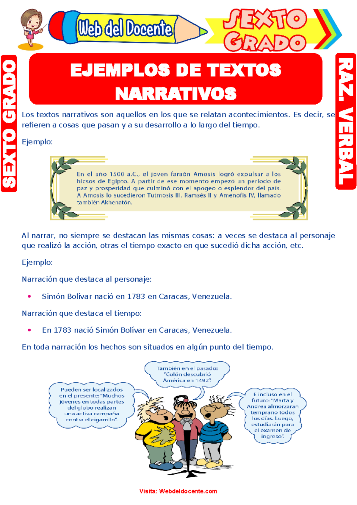 Ejemplos de Textos Narrativos para Sexto Grado de Primaria - Los textos ...
