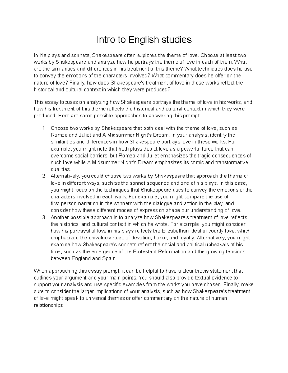 Intro to English studies - week 4 essay explained - Intro to English ...