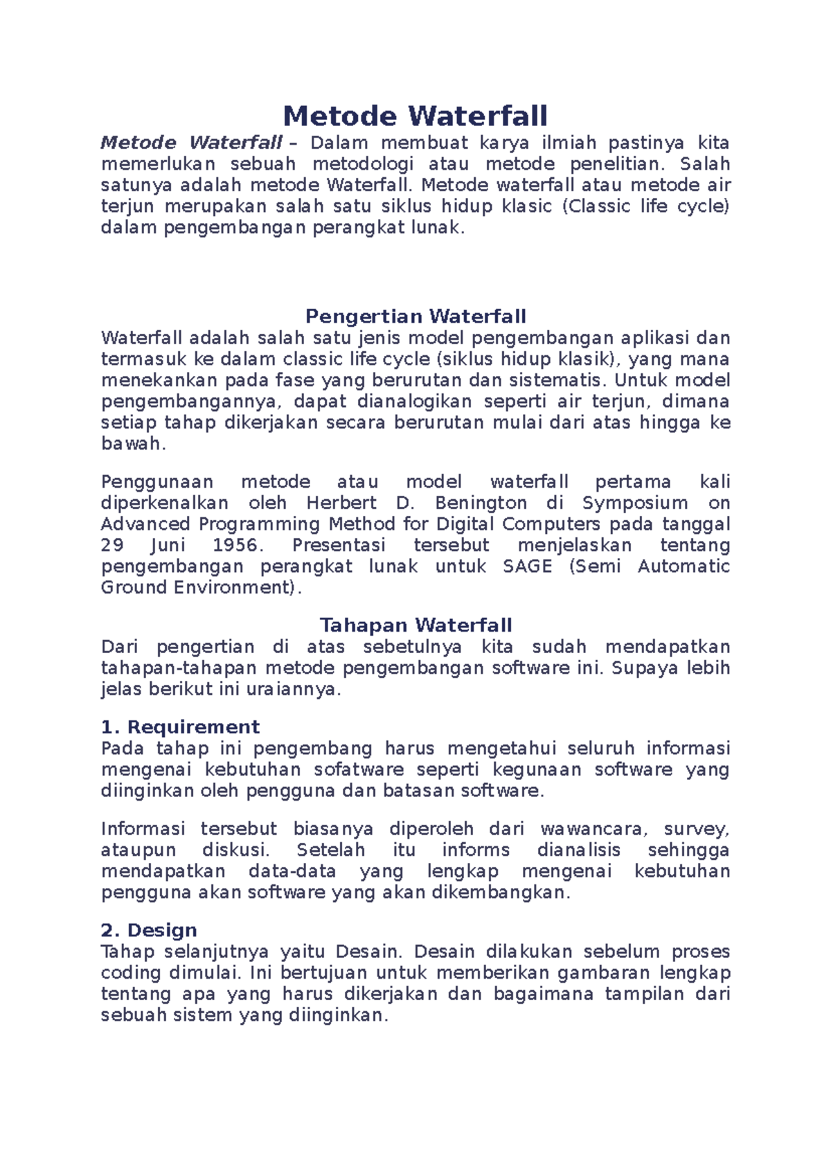 Metode Waterfall - Metode Waterfall Metode Waterfall – Dalam membuat karya ilmiah pastinya kita ...