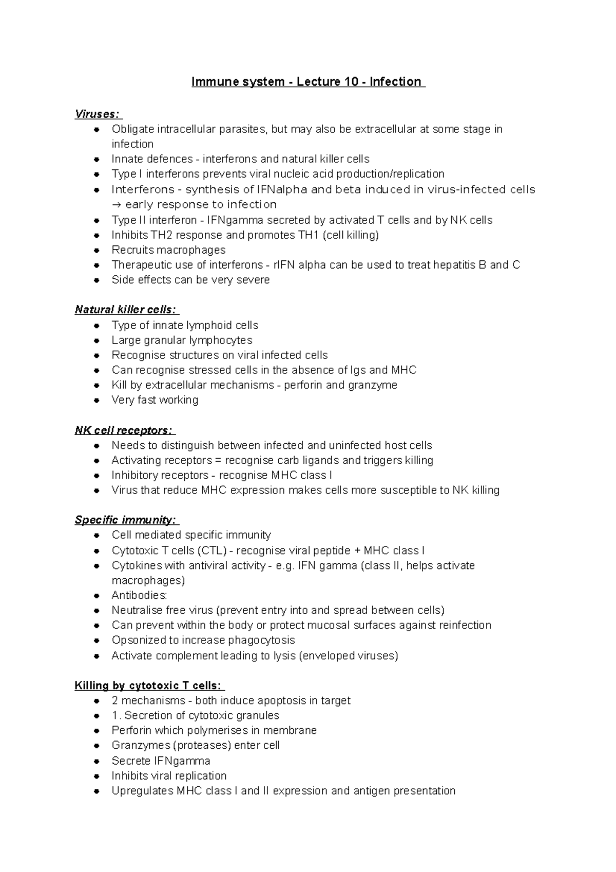 Immune systen - Lecture 10 - Infection - Immune system - Lecture 10 ...