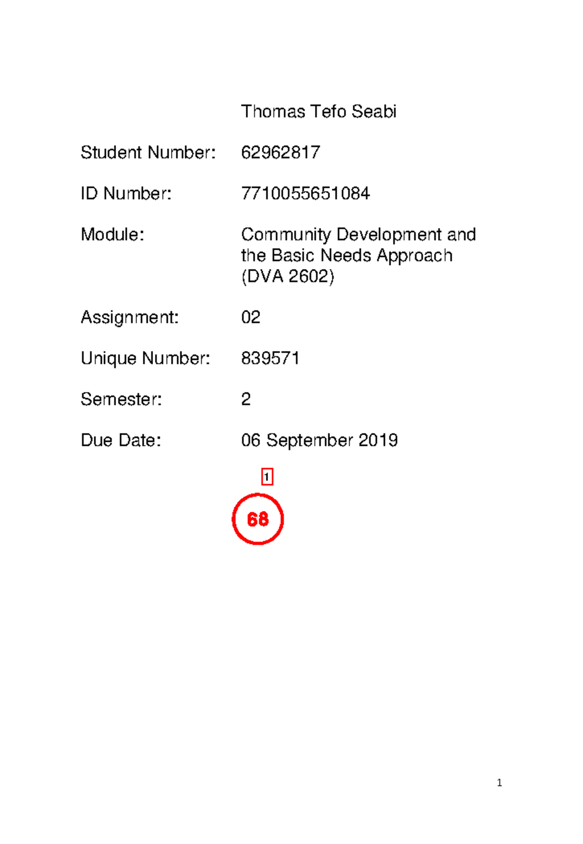 View Marked Assignment DVA 2602 - Thomas Tefo Seabi Student Number ...