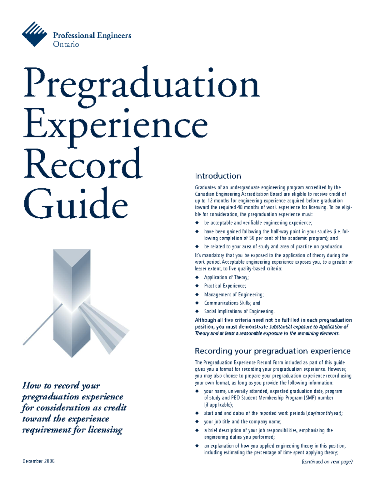PEO Guide for Pre Graduation - Professional Engineers Ontario ...