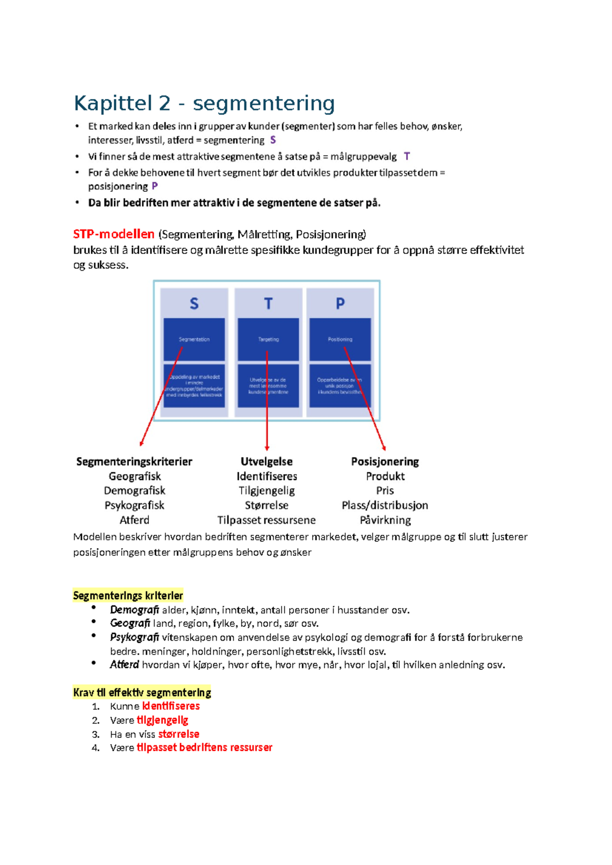 Forbrukerpsykologi - teorier og modeller - Kapittel 2 - segmentering ...