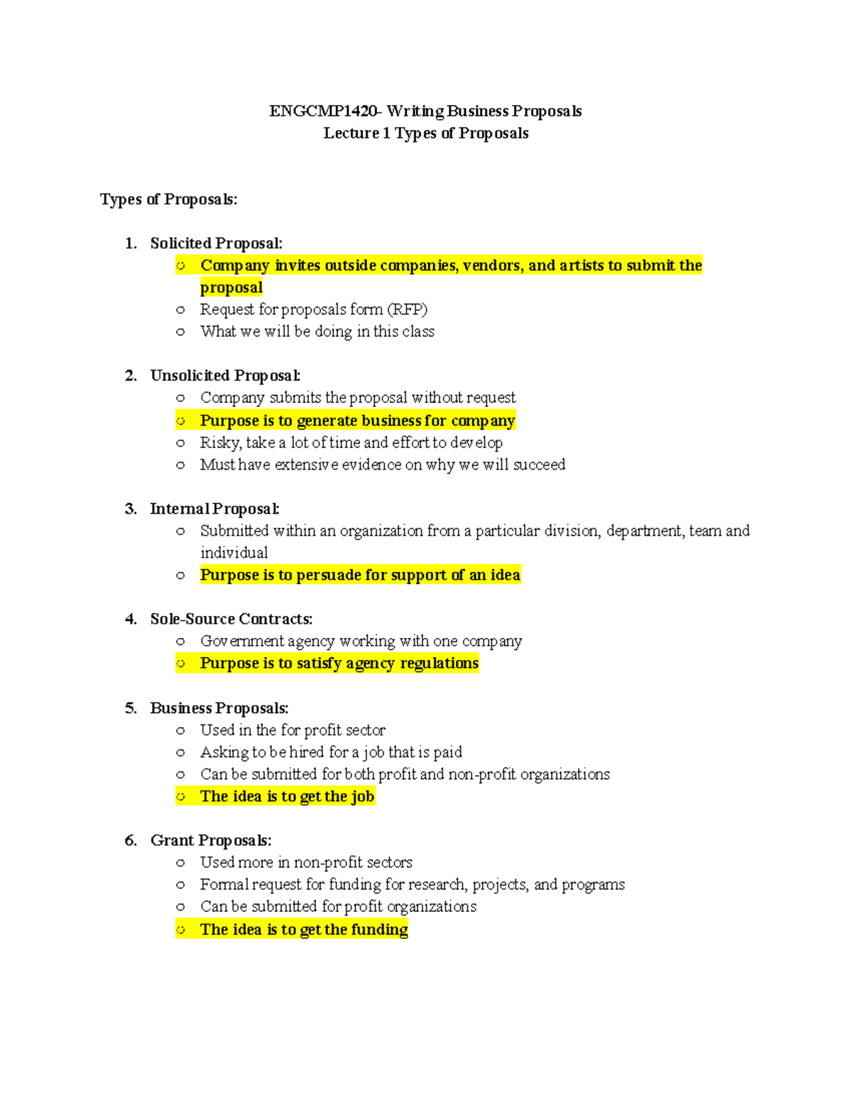 Types of Business Proposals - ENGCMP1420- Writing Business Proposals ...