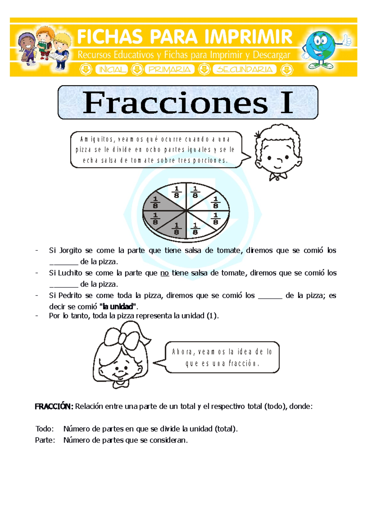 Gráficas de Fracciones para Sexto de Primaria - A m i g u i t o s , v e a m o s q u é o c u r r ...