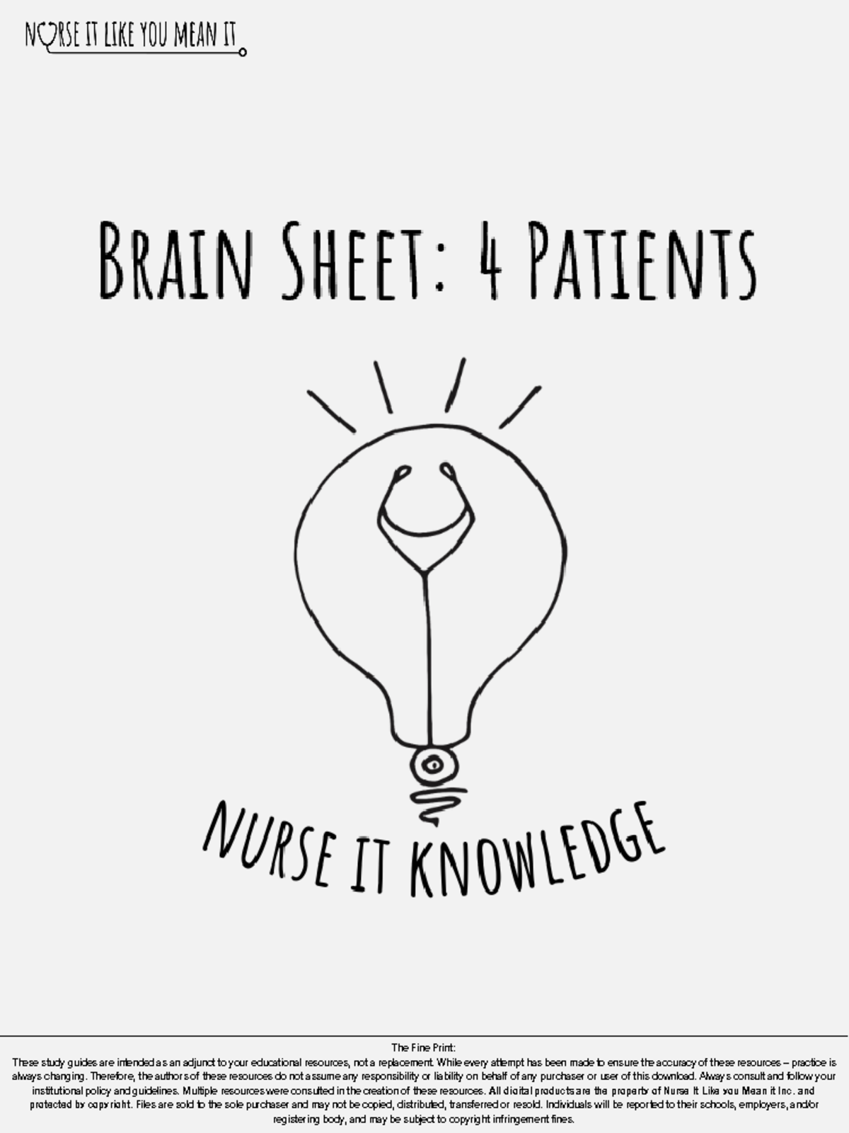 Brain Sheet 4Patients - Brain Sheet: 4Patients The Fine Print: These ...