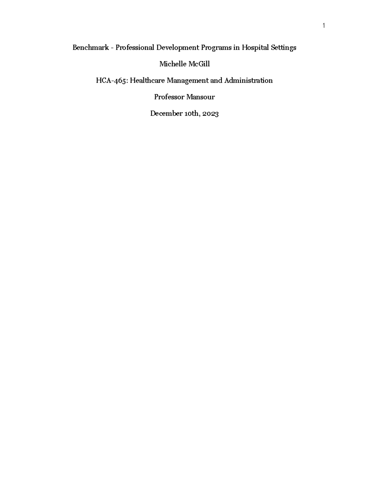 Benchmark - Professional Development Programs in Hospital Settings - To ...